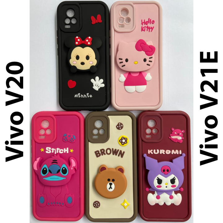 Vivo V20 / V21e – Cartoon Pop Socket Phone Case for Girls, Ladies ...