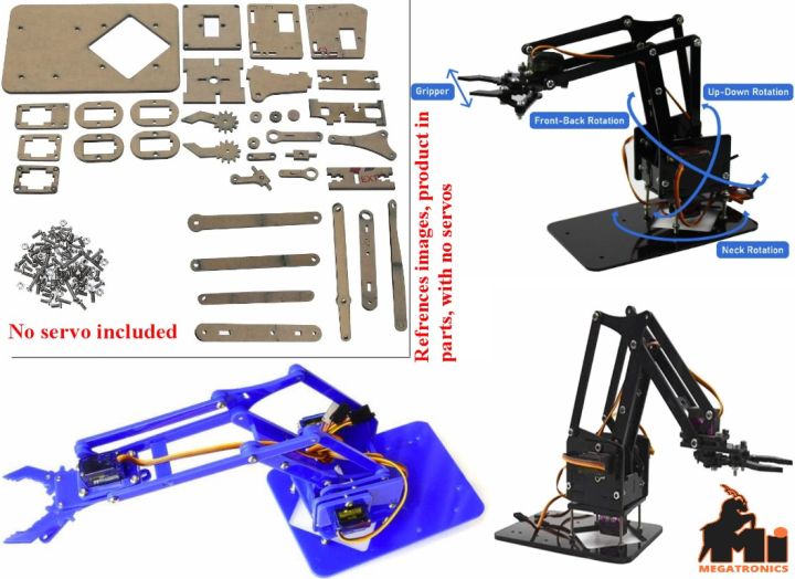 Acrylic Robot Mechanical Arm 4 DOF Robot Claw gripper Kit SNAM1900 ...