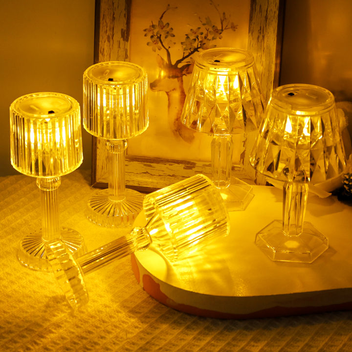 Transparent Acrylic Small Table Lamp Bedroom Bedside Table Decoration ...