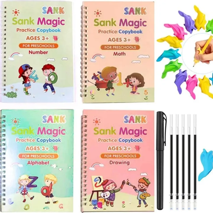 Magic Practice Copybook Set for Kids | Reusable Writing Book with Pen ...