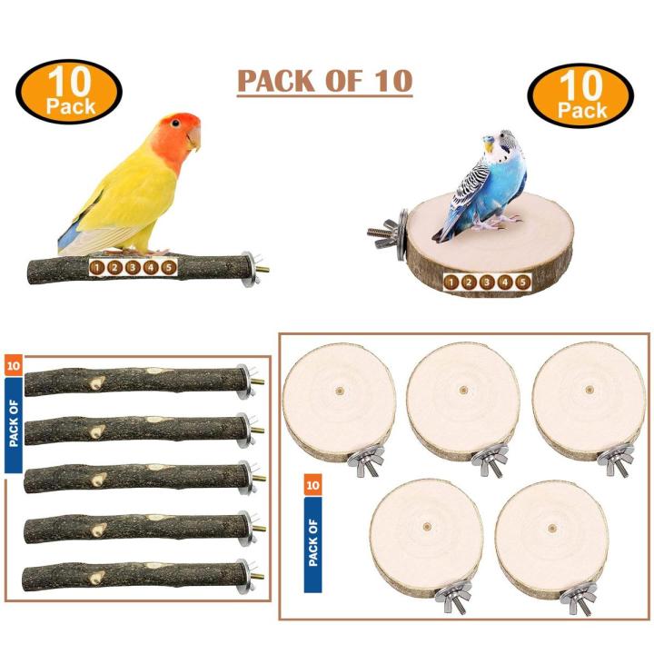 10 pack set of Bird Perches Natural Wood Parrot Perch for Parakeet Cage ...