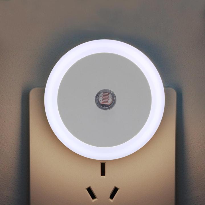LED Night Lights EU/US Plug Round Small Night Light Sensor Lamp Home ...