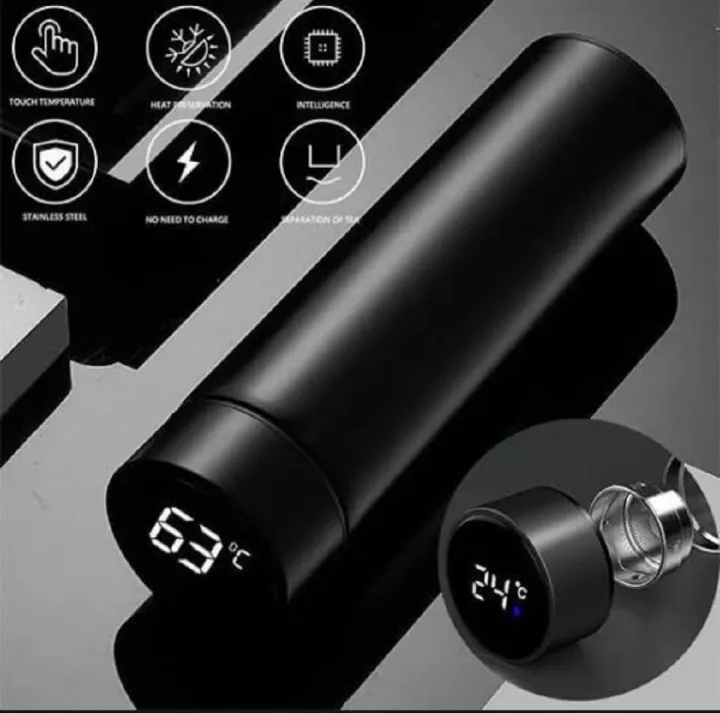 Thermos Water Bottle 500ml with smart LED temperature sensor display ...