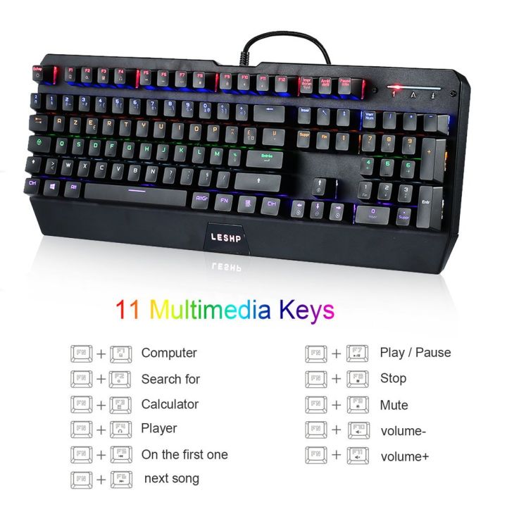 Keyboard Mechanical Gaming LEHP USB Gaming Keyboard AZERTY with 105 ...