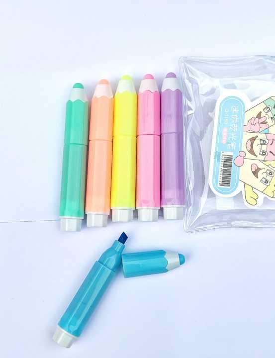pencil shaped Fancy high mini cute highlighters set of 6pc different ...