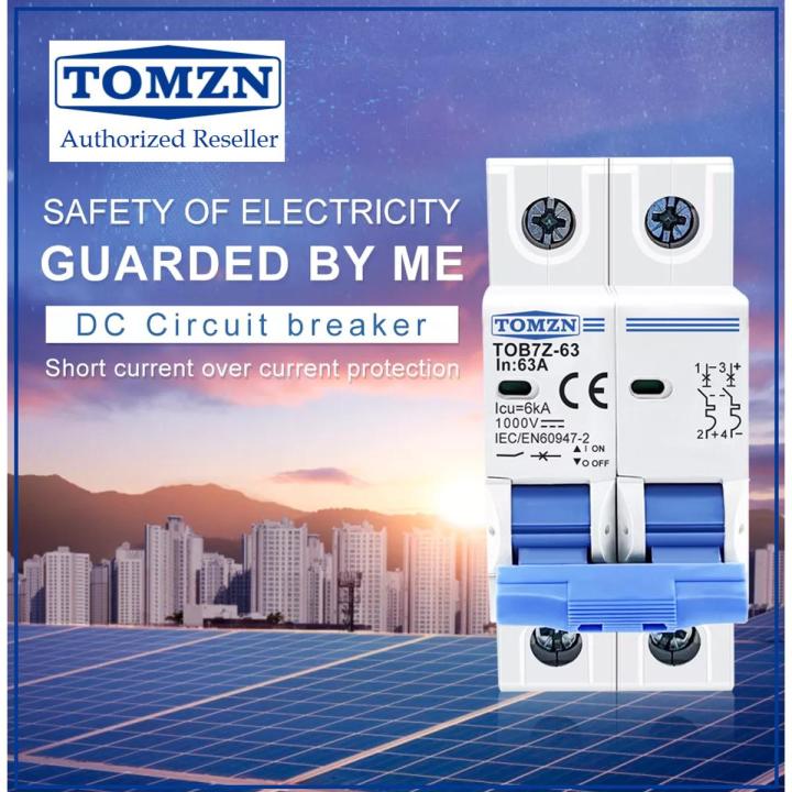 Tomzn 2P DC 1000V 63A Mini Circuit Breaker MCB TOB7Z-63 for PV Solar System | Daraz.pk