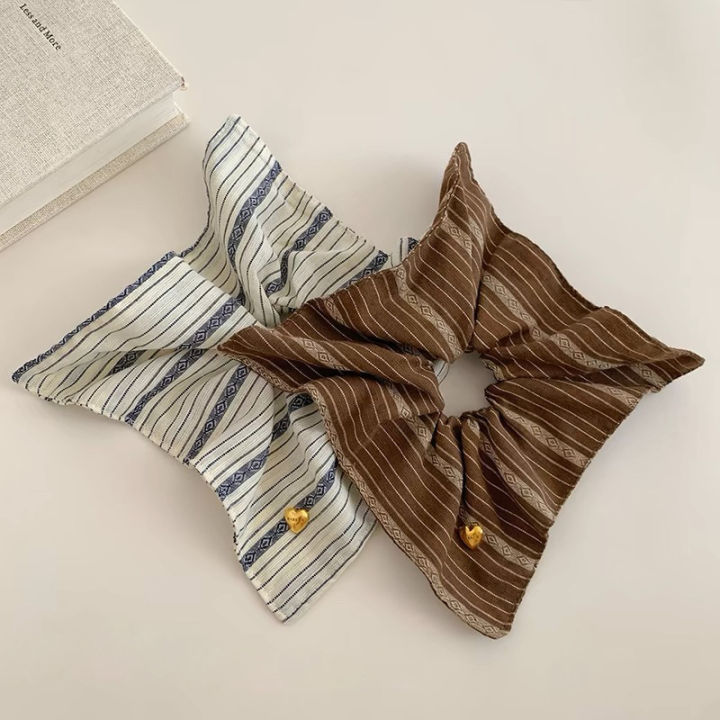 Y blogger same style retro striped square large intestine scrunchie ...