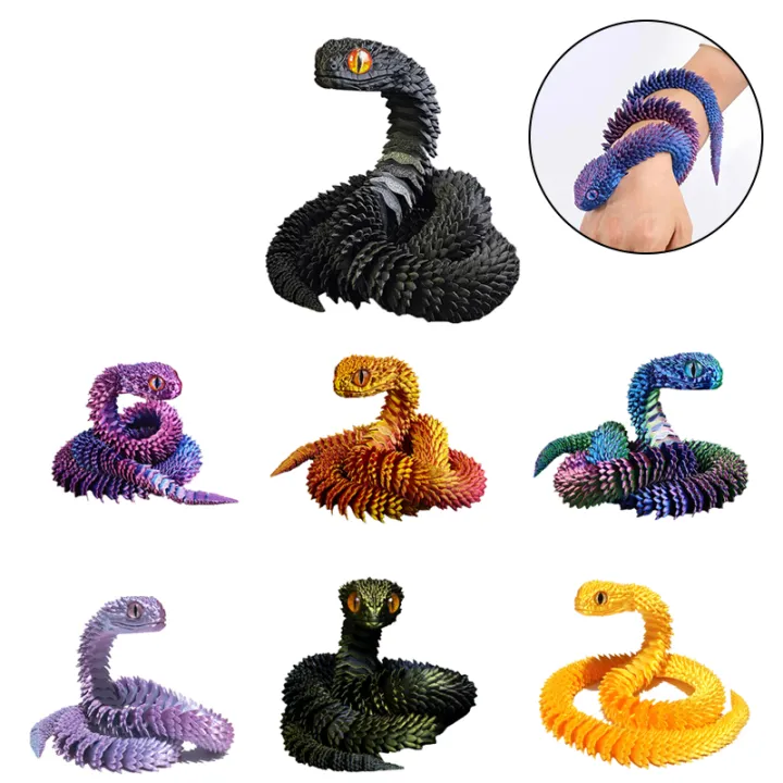 3D Printed Snake Ornament Snake Figurine Movable Craft Executive Desk ...