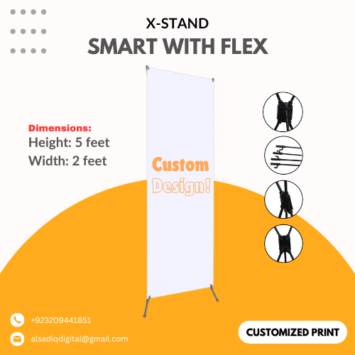 Customizable X-Stand Banner with Printed Flex (5ft x 2ft for Indoor ...