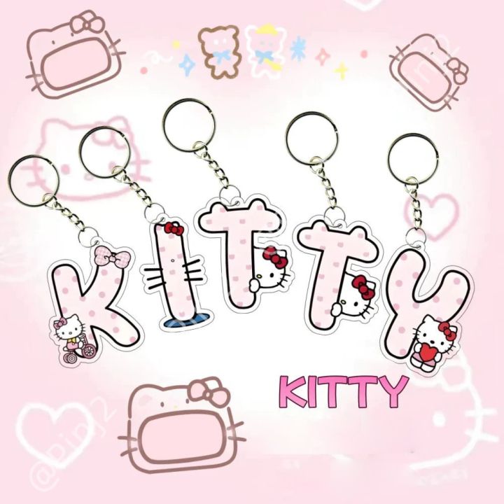 New Cartoon Key Chain English Letters Hello Kitty Bag Charm Anti-lost ...