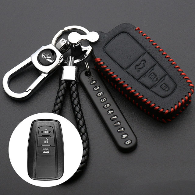 Luminous Leather Car Smart Key Cover Protective Case Holder For Toyota ...
