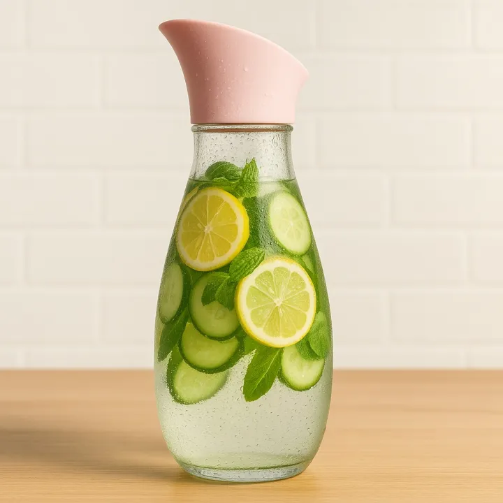 1400ml Large Capacity Water Glass Drinking Jug with Lid – Clear ...