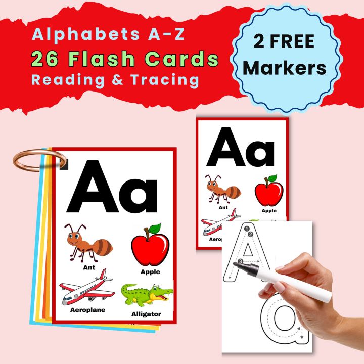 Aa - Zz Alphabet Flashcards for Kids | Reuseable Tracing Backside + 2 ...