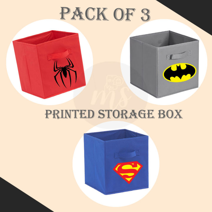 Pack Of 3 Printed Foldable Storage Cubes Organizer Basket Bin Storage ...