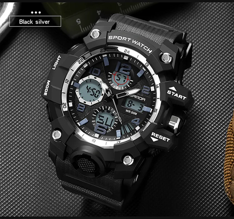 Black Silver Sports Watch
