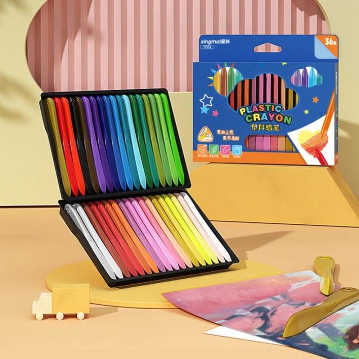 【2024】 New drawing without dirty hands crayons 36 colors triangular rod ...