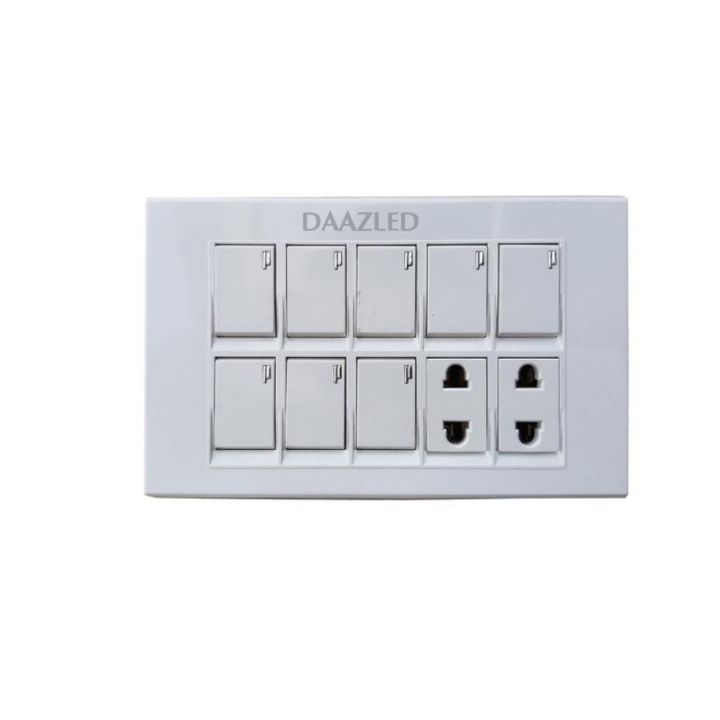 8 Switches+2 Sockets China Fitting Board Plate Royal White Metal Series ...