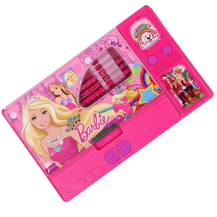Barbie Geometry Box Plastic Magnetic Jumbo Pencil Box | Daraz.pk