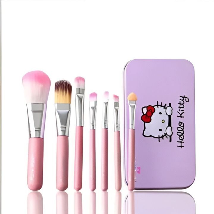 Hello Kitty Makeup Brushes Set: 7pcs for Foundation, Powder, and Eye ...