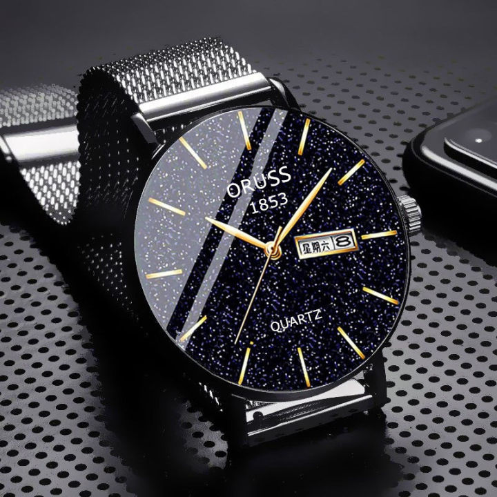 New Swiss Automatic Mechanical Watch Men's Calendar Pointer Fine Steel ...