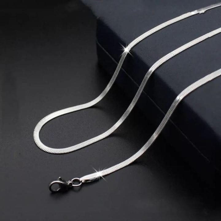 3mm Silver Lasting Color Flat Snake Neck Chain for Boys Men Necklace ...