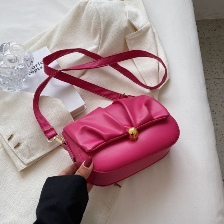 Yfashion Women Pleated Solid Color Square Messenger Bag Pu Leather ...