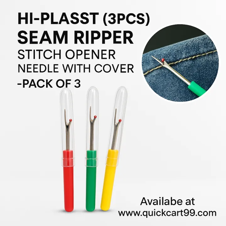 HI-PLASST Seam Ripper Set (3PCS) – Stitch Opener Needle with Cover ...