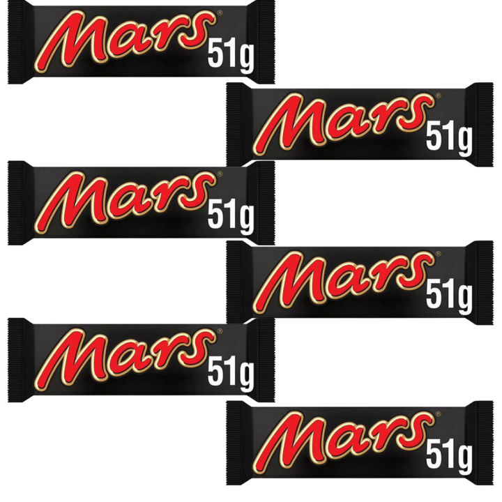 Mars Chocolate Bar – Pack of 6 x 51g – Caramel & Nougat in Milk ...