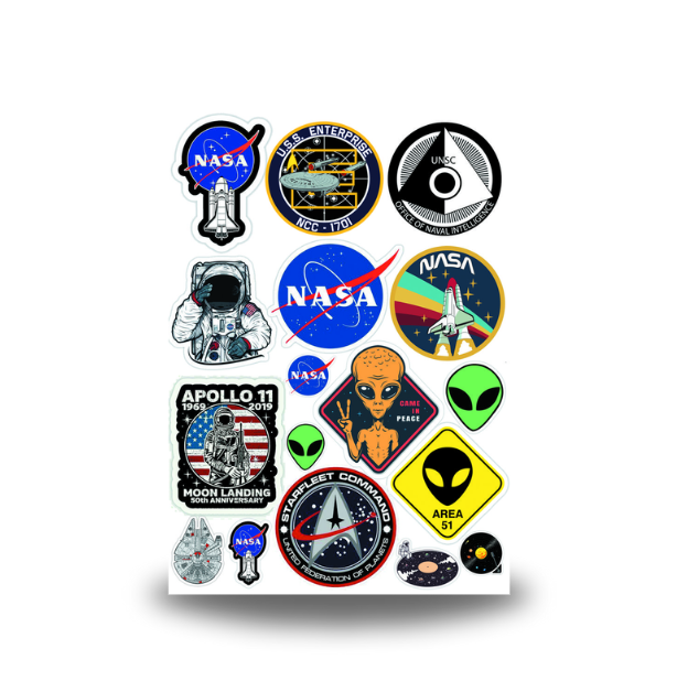 Alines Nasa Mini UNCUT Sticker Sheet - A6 size - 15 x 10 cm | Journal ...