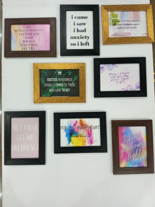 Set of 8 Motivational Quotation Wall Art Frames - A5 Size (6 x 8 Inches ...