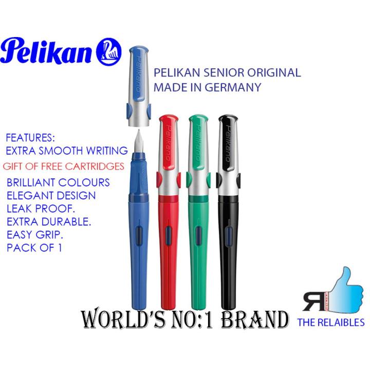 pelikan senior fountain pen ,branded pack of 1, free gift of cartridges ...