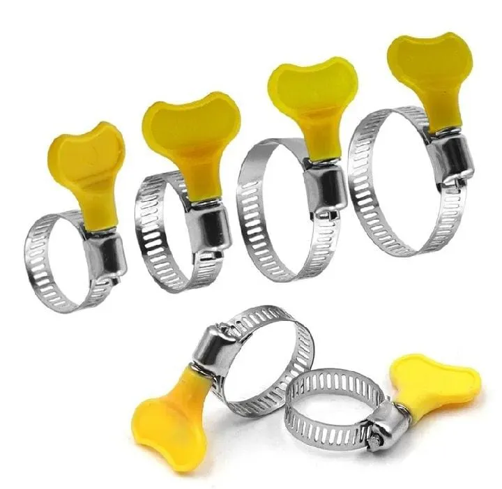 5 pcs 8-38mm Adjustable Yellow Plastic Handle Hand Twist Hose Clamps ...