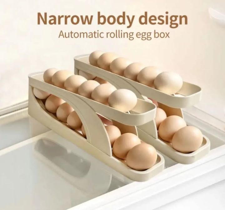 2 Tier Egg Organizer Automatic Scrolling Egg Rack Double Layer Egg ...