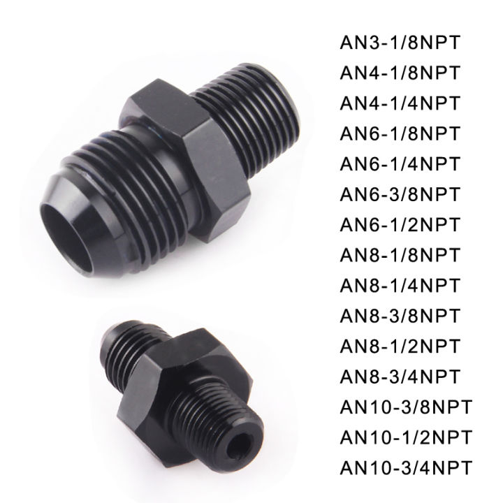 Male AN6 AN8 AN10 -6AN 8AN 10AN 1/4 NPT 1/8 NPT 3/8NPT Straight Adapter Flare Fitting auto hose ...