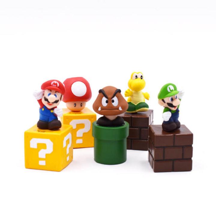 Super Mario Bros 5pcs/set 5CM Mini Figures Bundle Blocks Mario Goomba ...