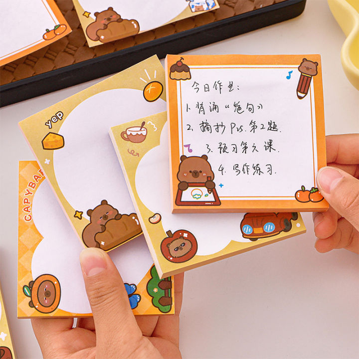 50Sheets Cartoon Cute Capybara N Times Sticky Notes Kawaii Students ...