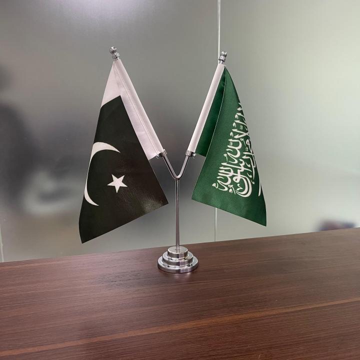 Double Table Flag Stand – Pakistan & Saudi Arabia Desk Flag | Premium ...