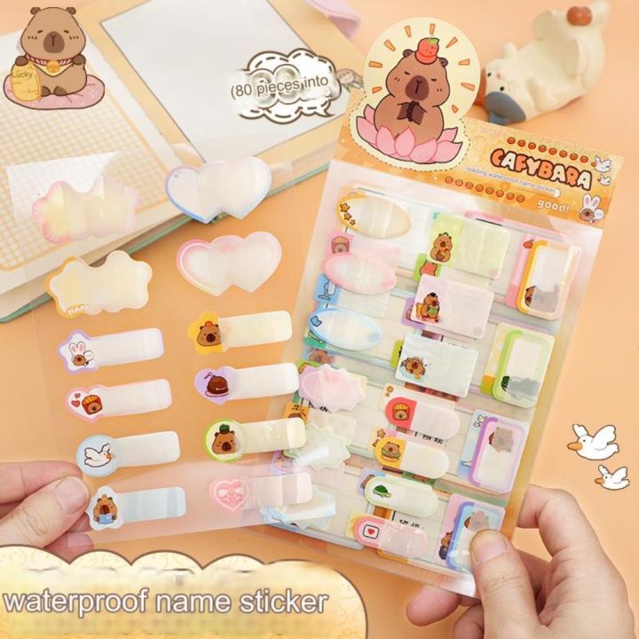 6pcs New Cartoon Capybara Name Stickers Waterproof Handwritten Marking ...