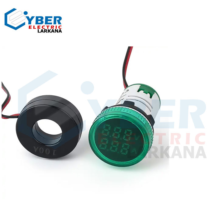 Round Digital AC Voltmeter+Ampmeter 2in1 Volt meter Ampere meter 50-500V 100A 22mm LED Current ...