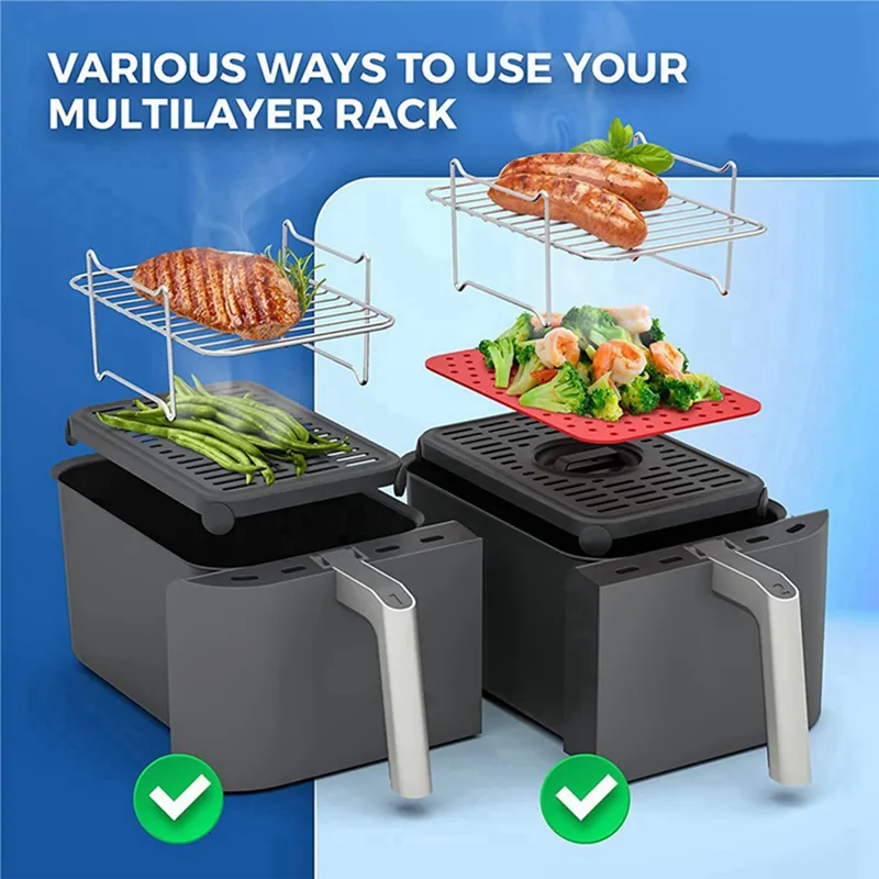 Air Fryer Rack for Dual Basket,Air Fryer Accessory Multi-Layer Rack,for ...