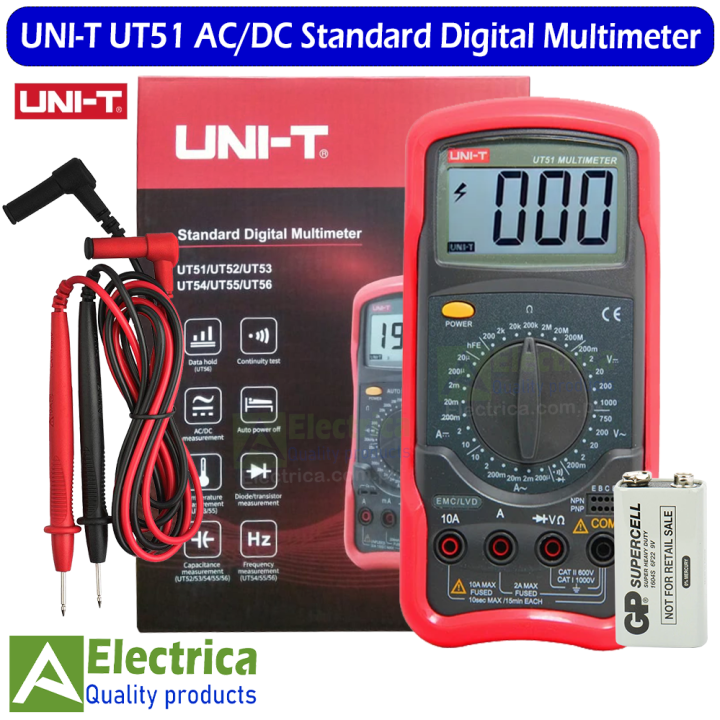 UT-51 Standard Digital Multimeter AC/DC Resistance Volt Ohm Meter ...