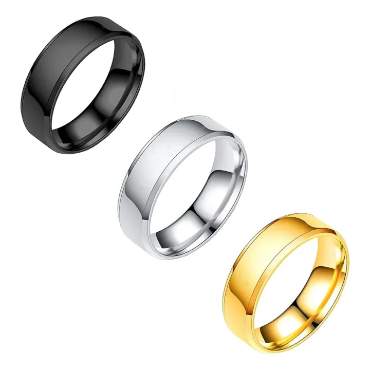 3 Pcs Set - Finger Band Ring Challa - Black Silver Golden Color ...