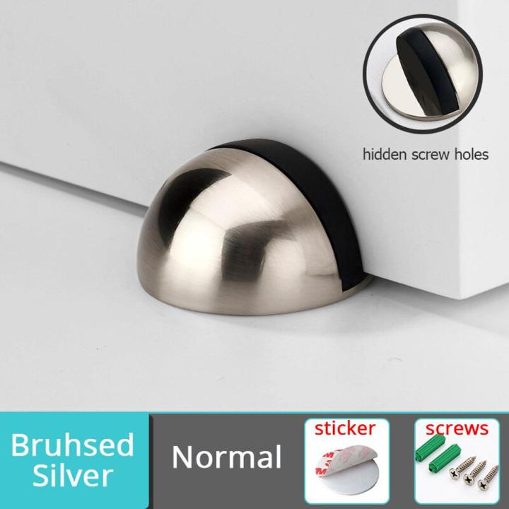 Zinc Alloy Rubber Door Stopper Black Gold Nail-free Sticker Hidden Door ...