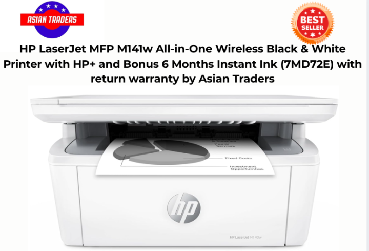 HP LaserJet MFP M141w All-in-One Wireless Black & White Printer with ...