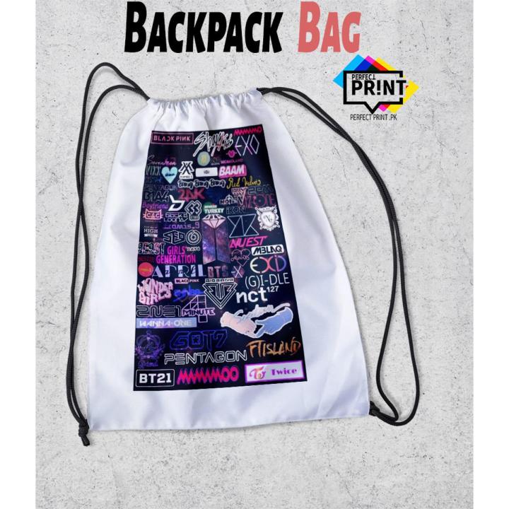 Kpop Logo Bts Team Logo Blackpink Team Logo Drawstring bag | Daraz.pk