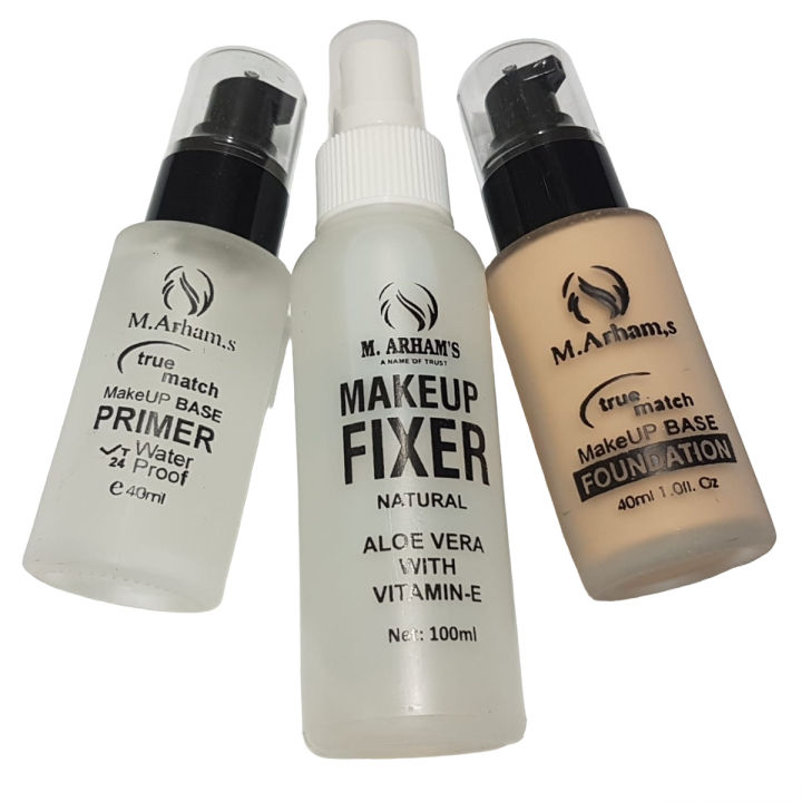 Deal of 3 Items Makeup Fixer, Liquid Foundation and Poreless Primer ...