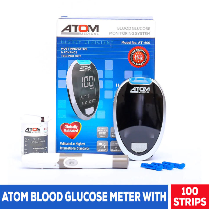 Life Care Atom Blood Glucose Monitoring System Meter with 100 Test ...
