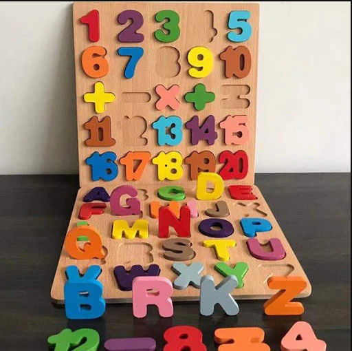 WOODEN ALPHABET NUMBERS & ANIMALS PUZZLE BLOCK BOARD | Daraz.pk