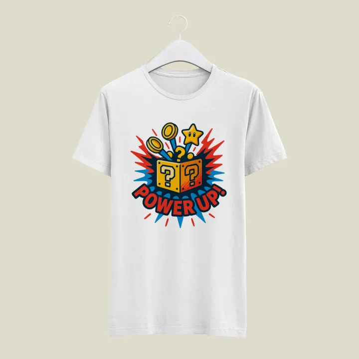 Haifin Marks Power Up Unisex Graphic T-Shirt – 60% Polyester 40% Cotton ...