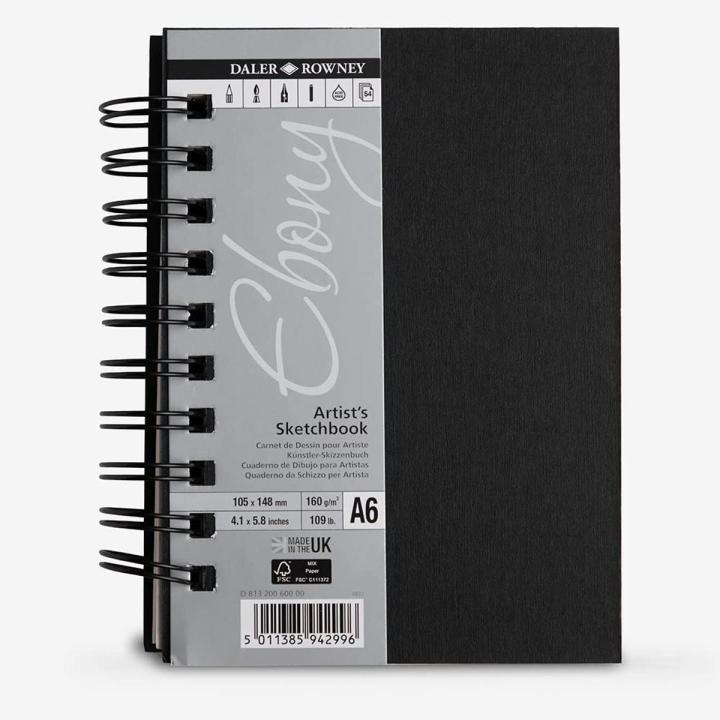 Daler Rowney Artist's Sketchbook Spiral Ebony A6 160 g/m | Daraz.pk